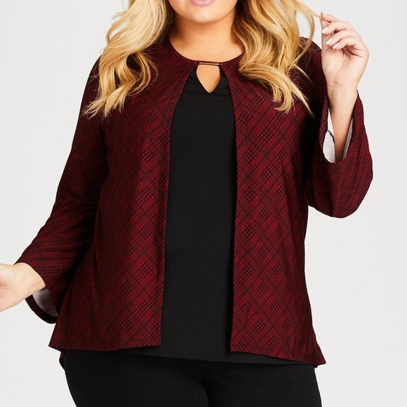 Avenue | Tops | Avenue Red Plaid 2fer Top Plus Size | Poshmark